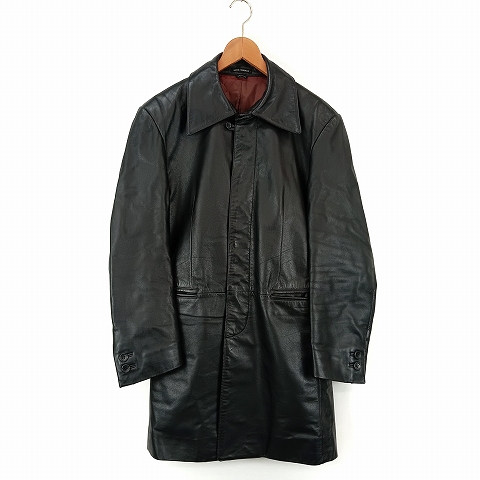 【中古】ティノラス MEN'S TENORAS 牛革 カウ レザー コート F 黒 ブラック メンズ