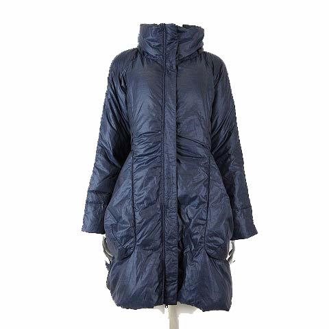【中古】センソユニコ キューブキューブ Cube-Cube ダウン ダウンコート ロング 防寒 アウター L 40 青紺 美品