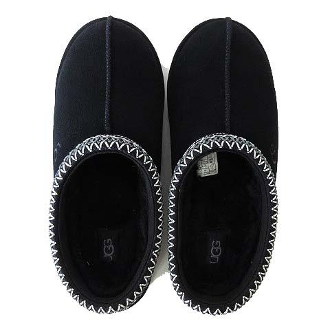 【中古】未使用品 アグ UGG タスマン Tasman ムートン サンダル サボ スリッポン 本革 US 8 黒 ブラック 26cm 美品