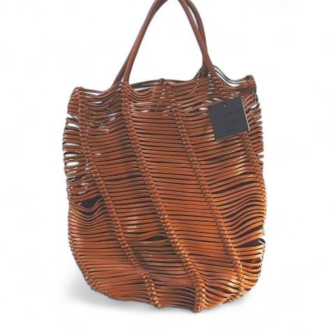 【中古】ファロルニ FALORNI LE BORSE トートバッグ ブラウン 茶系 レザー イタリア製 タグ付き レディース