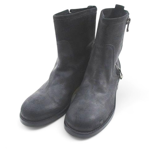 【中古】ジミーチュウ JIMMY CHOO ショートブーツ サイドファスナー 37.5 ブラック 黒系 スエード  イタリア製