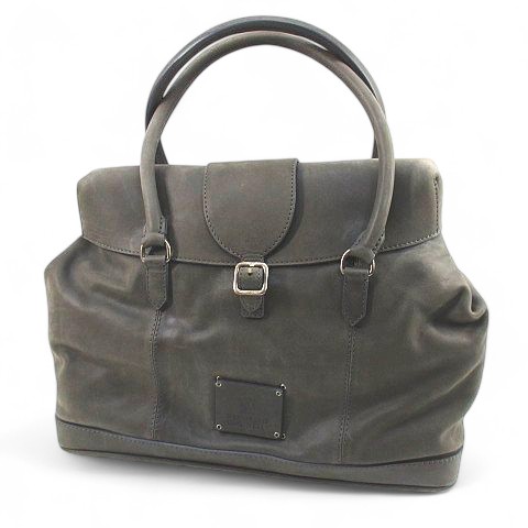 【中古】ブルネロクチネリ BRUNELLO CUCINELLI トートバッグ ボストンバッグ シルバー金具 グレー レザー イタリア製