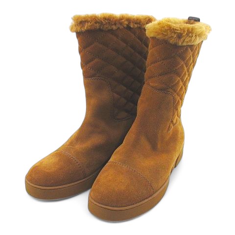 【中古】ルイヴィトン LOUIS VUITTON MAO166 キルティング ハーフブーツ ムートン モノグラム キャメル スエード