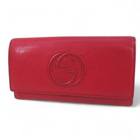 【中古】グッチ GUCCI 282414 534563 長財布 フラップ SOHO ソーホー レッド 赤  レザー イタリア製 レディース