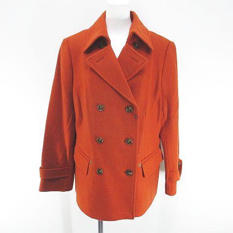 【中古】未使用品 トランスワーク TRANS WORK ピーコート ジャケット 44 オレンジ系 毛 ウール 裏地 無地 タグ付