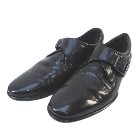 【中古】トッズ TOD'S モンクストラップ ビジネスシューズ 5.5 ブラック 黒系 レザー イタリア製 メンズ