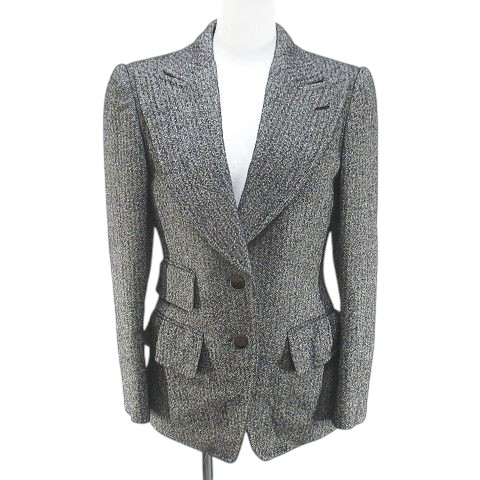 【中古】トムフォード TOM FORD GI2545 FAX430 ヘリンボーン柄 ジャケット 絹 シルク 36 灰系 グレー イタリア製