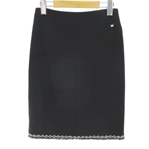 【中古】シャネル CHANEL 04A P24794V15066 M2670 膝丈 タイトスカート スカート CCマーク ココマーク シルク 34 黒