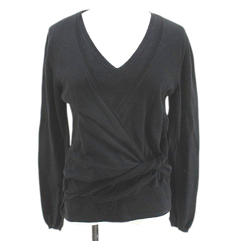 【中古】ブルネロクチネリ BRUNELLO CUCINELLI 長袖 ニット セーター Vネック M 黒系 ブラック イタリア製 レディース