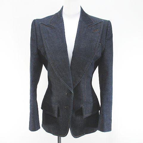 【中古】トムフォード TOM FORD GI2520 DEX083 デニムジャケット ジージャン 絹 シルク 36 紺系 ネイビー インディゴ