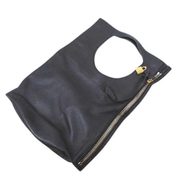 【中古】トムフォード TOM FORD ALIX アリックス ハンドバッグ ゴールド金具 ブラック 黒 レザー ポーチ付き