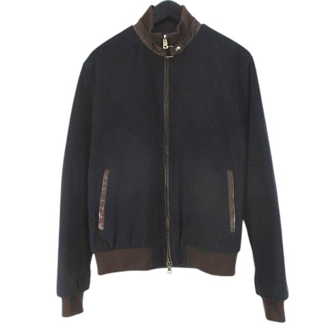 【中古】レンツォチェンチ Renzo Cenci 中綿 ジャケット ジャンパー ブルゾン 46 ネイビー ダブルアップ 切替 裏地