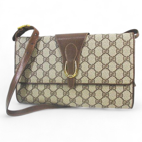 【中古】グッチ GUCCI オールドグッチ ショルダーバッグ GGスプリーム クロスボディ 斜めがけ ベージュ  イタリア製