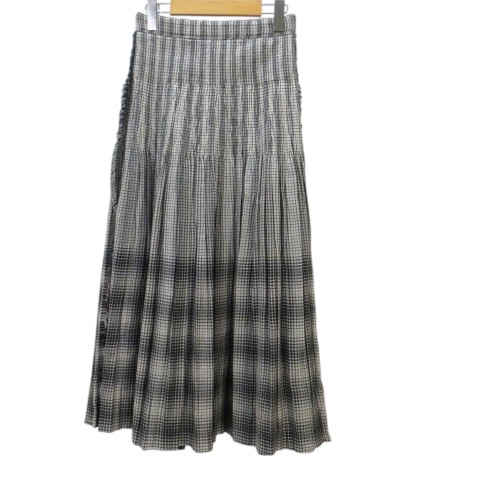 【中古】イッセイミヤケ ISSEY MIYAKE HA93FG500  HaaT プリーツスカート ロング丈 リバーシブル 2 シルク混 緑系