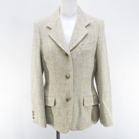 【中古】マーガレットハウエル MARGARET HOWELL ハリスツイード ジャケット 2 ベージュ系 日本製 ポケット 毛 ウール