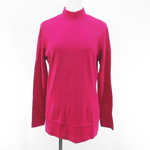 【中古】レオナール LEONARD 長袖 カットソー ハイネック L ショッキングピンク ビビットピンク 日本製 毛 ウール