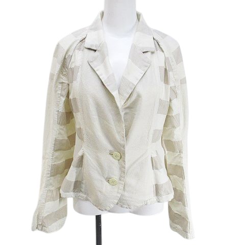 【中古】イッセイミヤケ ISSEY MIYAKE FETE A-POC INSIDE IF82FD034 ボーダー ジャケット 薄手 2 白系 ホワイト
