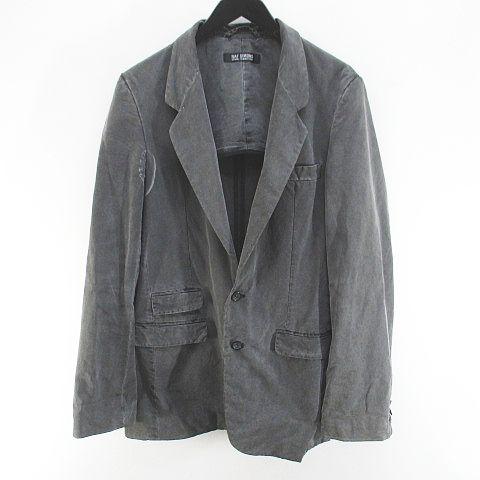 【中古】ラフシモンズ RAF SIMONS テーラード ジャケット 背抜き 46 灰系 グレー ポケット 裏地 無地 メンズ
