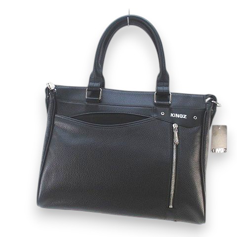 【中古】未使用品 サマンサキングズ Samantha Kingz トートバッグ ブラック 黒系 レザー 牛革 日本製 2320135041