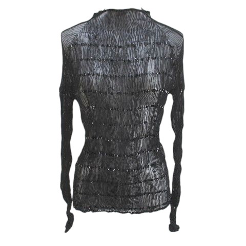 【中古】イッセイミヤケ ISSEY MIYAKE FETE IF62FJ745 長袖 カットソー プリーツ ハイネック 2 黒系 ブラック 日本製