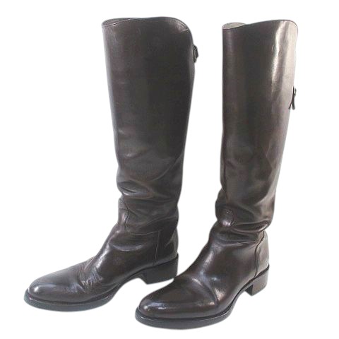 【中古】サルトル SARTORE ロングブーツ ジョッキーブーツ ベルトデザイン バックファスナー 38 ブラウン 茶系 レザー