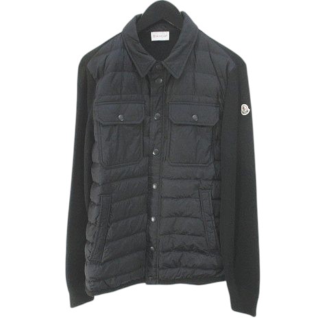 【中古】モンクレール MONCLER MAGLIONE TRICOT CARDIGAN C20919412600 94666 ダウンジャケット カーディガン M 黒 毛