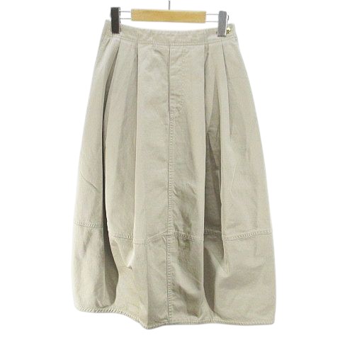 【中古】ドゥロワー Drawer ロング丈 フレアスカート スカート 34 ベージュ系 日本製 刺繍 ポケット 無地 レディース