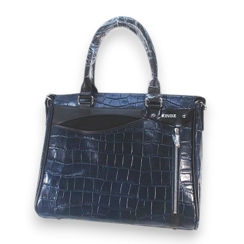 【中古】未使用品 サマンサキングズ Samantha Kingz トートバッグ ブリーフ NEO クロコ型押し ブレイン ネイビー系