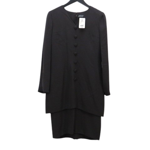 【中古】未使用品 アクリス AKRIS  長袖 ワンピース ひざ丈 36 茶系 ブラウン サイドスリット 絹 タグ付き レディース