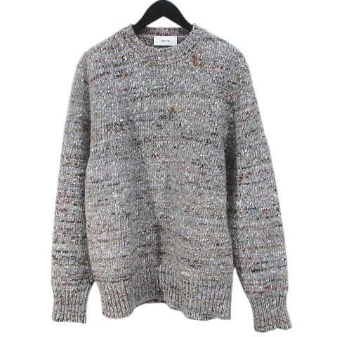 【中古】ラルディーニ LARDINI 長袖 ニット セーター M グレー ミックス リブ イタリア製 ウール アルパカ シルク