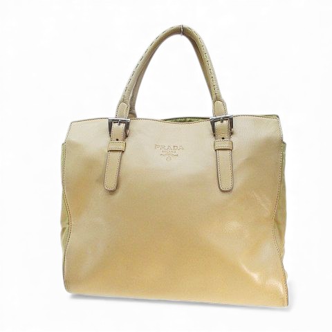 【中古】プラダ PRADA B5564 NAPPA CIPRIA トートバッグ ベージュ コンビ レザー イタリア製 レディース
