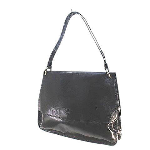 【中古】プラダ PRADA B6094 VITELLO LISSATO ショルダーバッグ シルバー金具 ブラック 黒系 レザー イタリア製