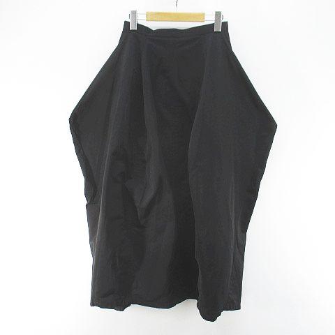 【中古】ナゴンスタンス nagonstans ロング丈 フレアスカート スカート 36 黒系 ブラック 無地 レディース