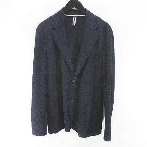 【中古】BOB テーラード ジャケット 薄手 52 紺系 ネイビー イタリア製 総柄 メンズ