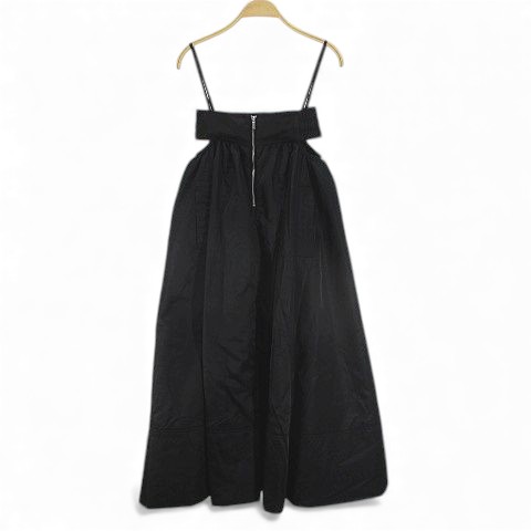 【中古】メゾンスペシャル 2way キャミソール ワンピース パッファー フレアスカート ロング 中綿 FREE ブラック 光沢