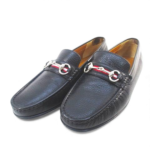 【中古】LUTECIA ルーテシア  ドライビングシューズ スリッポン 40 ブラック 黒系 レザー メンズ