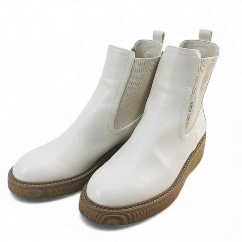 【中古】マイケルコース MICHAEL KORS MILLER チェルシーブーツ 7 ライトクリーム 白系 レザー調 レディース