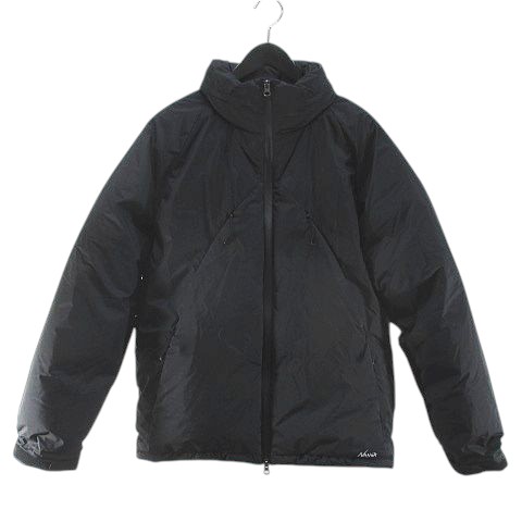 【中古】ナンガ NANGA SHIPS any 別注 オーロラ ダウン ジャケット M 黒系 ダブルジップ スタンドカラー フード内蔵
