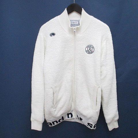 【中古】アンパスィ and per se ゴルフウェア ボアジャケット M 白系 ホワイト ロゴ 文字 刺繍 ワッペン ジップアップ