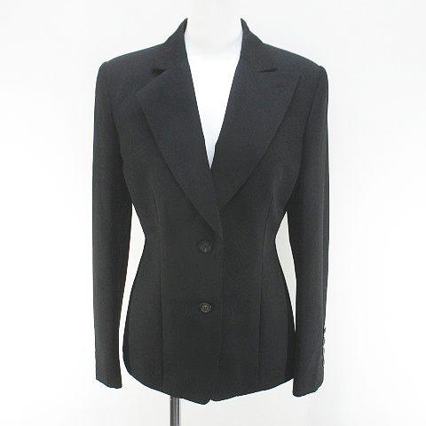 【中古】グッチ GUCCI セットアップ ジャケット ロングパンツ スラックス ジップフライ 38 黒系 ブラック イタリア製