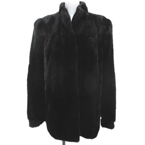 【中古】Excellent Fur ブラックジュエル BLACK JEWEL 毛皮 ダークミンク コート ショート 11 ダークブラウン ホック