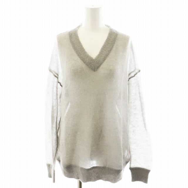 【中古】ドゥーズィエムクラス 23AW L'Appartement Sheer V/N Mohair Knit ニット カットソー グレー