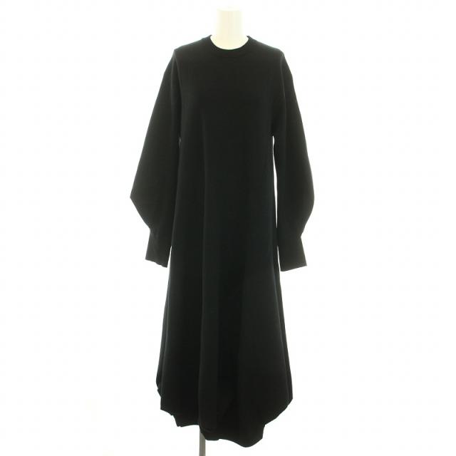 【中古】アンスリード 24AW ダブルタックニットワンピ ニットワンピース ロング マキシ 長袖 36 S 黒 レディース