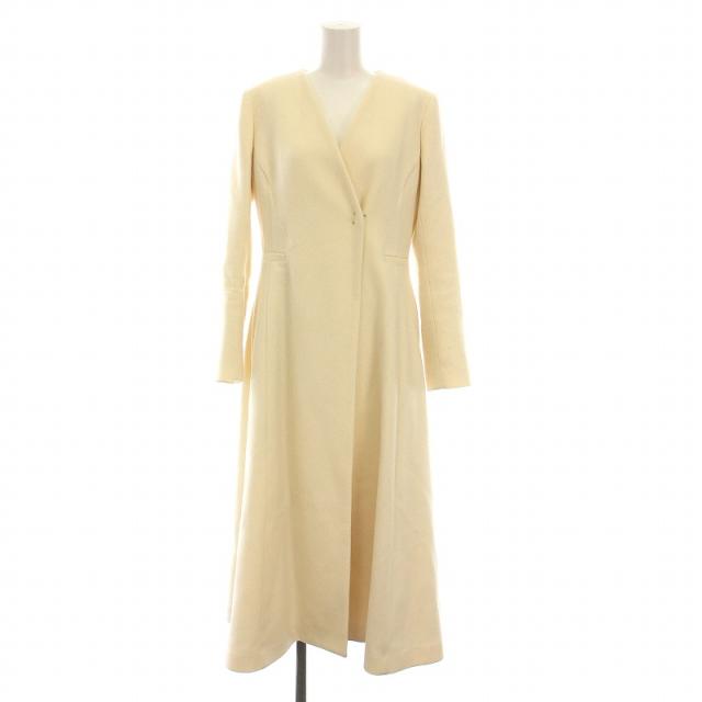 【中古】セルフォード CELFORD ノーカラー フレアコート ロング ウール アウター 36 S アイボリー 白 /YM レディース