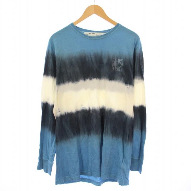 【中古】オフホワイト OFF WHITE バックアロータイダイ Tシャツ ロンT 長袖 クルーネック ストレッチ L 青 白