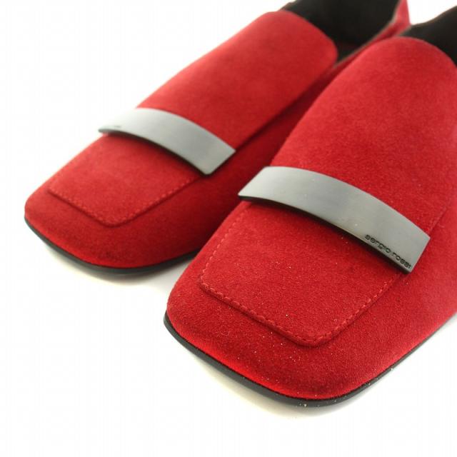 【中古】Sergio rossi SR1 SLIPPER スリッポン ローファー バブーシュ ラムレザー 9 27.0cm 赤 A84820 メンズ