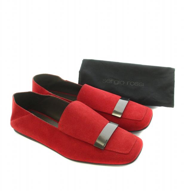 【中古】Sergio rossi SR1 SLIPPER スリッポン ローファー バブーシュ ラムレザー 9 27.0cm 赤 A84820 メンズ