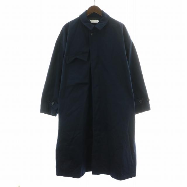 【中古】グラフペーパー Graphpaper ステンカラーコート アウター ロング丈 無地 0 XS 紺 ネイビー /BB メンズ