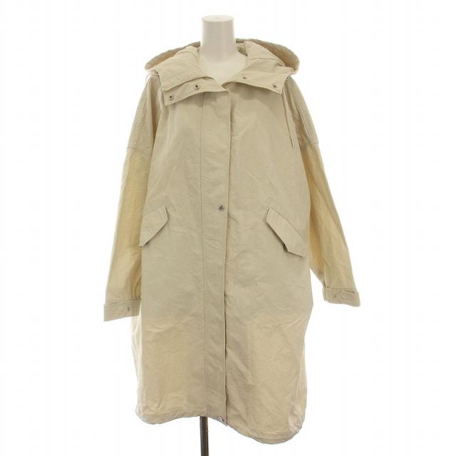 【中古】シップス SHIPS any 25SS オーバー フーディ ブルゾン コート ロング ジップアップ ナイロン アウター F 白