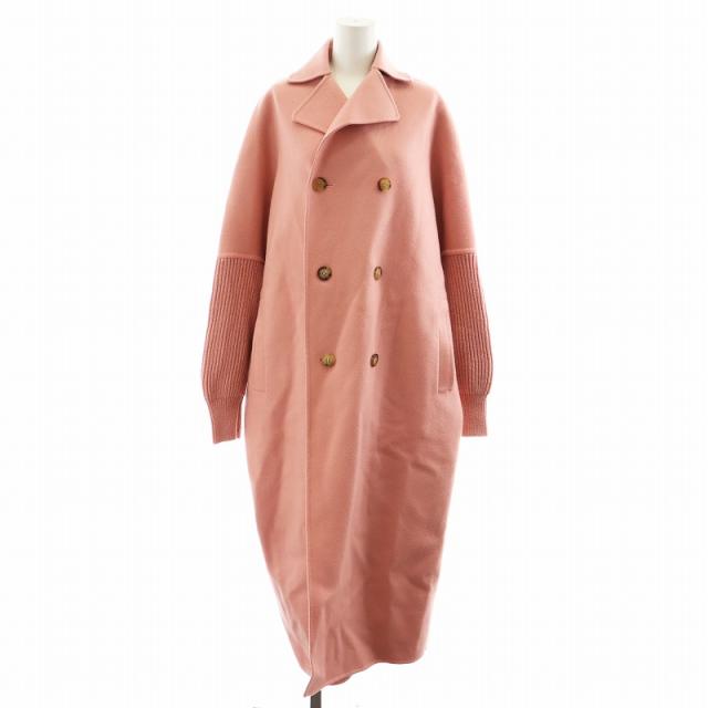 【中古】エムティーモデリスト ロンハーマン別注 23AW ダブルブレスト リバーロングコート ウール アウター F ピンク